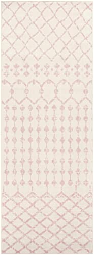 Hauteloom Glentana Moroccan Farmhouse Traditional Trellis Living Room Bedroom Area Rug - Bohemian Aztec Tribal Carpet - Light Pink, Beige, Cream, Blush - 5'3" x 7'3" (5x7)