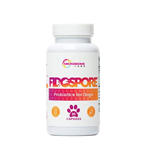 Microbiome Labs Fidospore - Dog Probiotics for Digestive Health & Immune Support - Spore-Forming Pet Probiotics for Dogs & Cats Gut Health - Flavored with Grass Fed Beef Liver (30 Capsules)