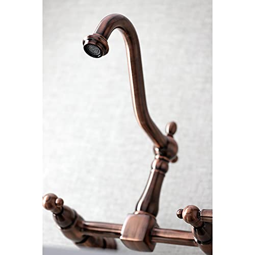 Kingston Brass KS124AXAC Heritage Bridge Kitchen Faucet, Antique Copper