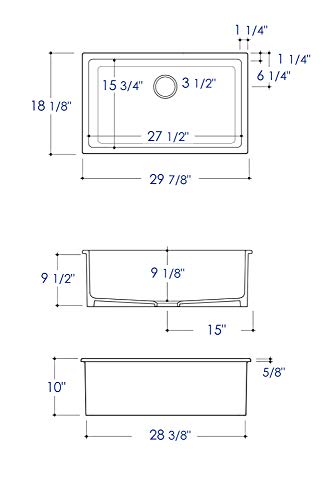 Alfi brand AB3018UD-W Kitchen Sink, White, 29.88"L x 18.13"W x 10"H