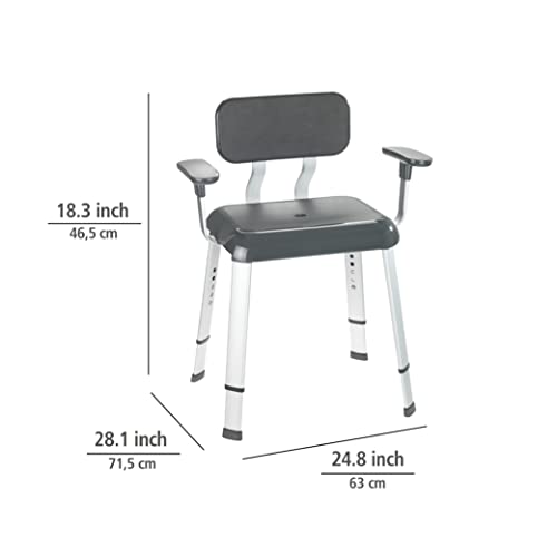 WENKO Shower Chair for Inside Shower, Bathtub Seat for Seniors, Elderly, Handicap Bath Chair with Arms and Back, Adjustable Height, Holds up to 286.6 lbs, 24.8 x 28.1-32 x 18.3 in