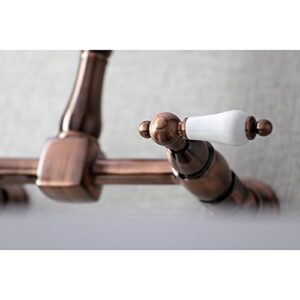 Kingston Brass KS124PLAC Heritage Bridge Kitchen Faucet, Antique Copper