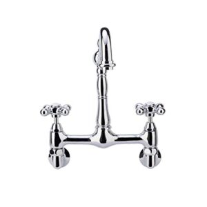 Vintage Tub & Bath Wall Mounted Bridge Kitchen Faucet - Metal Cross Handles