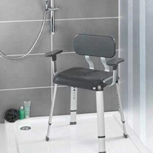 WENKO Shower Chair for Inside Shower, Bathtub Seat for Seniors, Elderly, Handicap Bath Chair with Arms and Back, Adjustable Height, Holds up to 286.6 lbs, 24.8 x 28.1-32 x 18.3 in