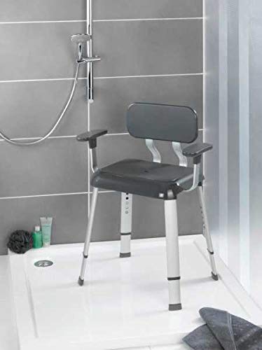 WENKO Shower Chair for Inside Shower, Bathtub Seat for Seniors, Elderly, Handicap Bath Chair with Arms and Back, Adjustable Height, Holds up to 286.6 lbs, 24.8 x 28.1-32 x 18.3 in