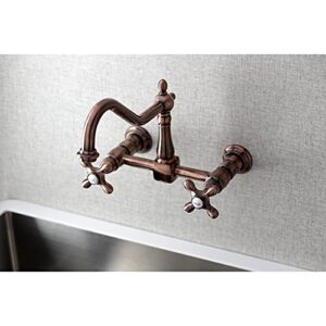 Kingston Brass KS124AXAC Heritage Bridge Kitchen Faucet, Antique Copper