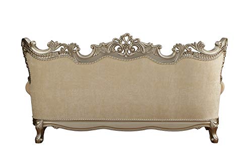 Acme Ranita Sofa,Tan Fabric, Champagne Wood Trim