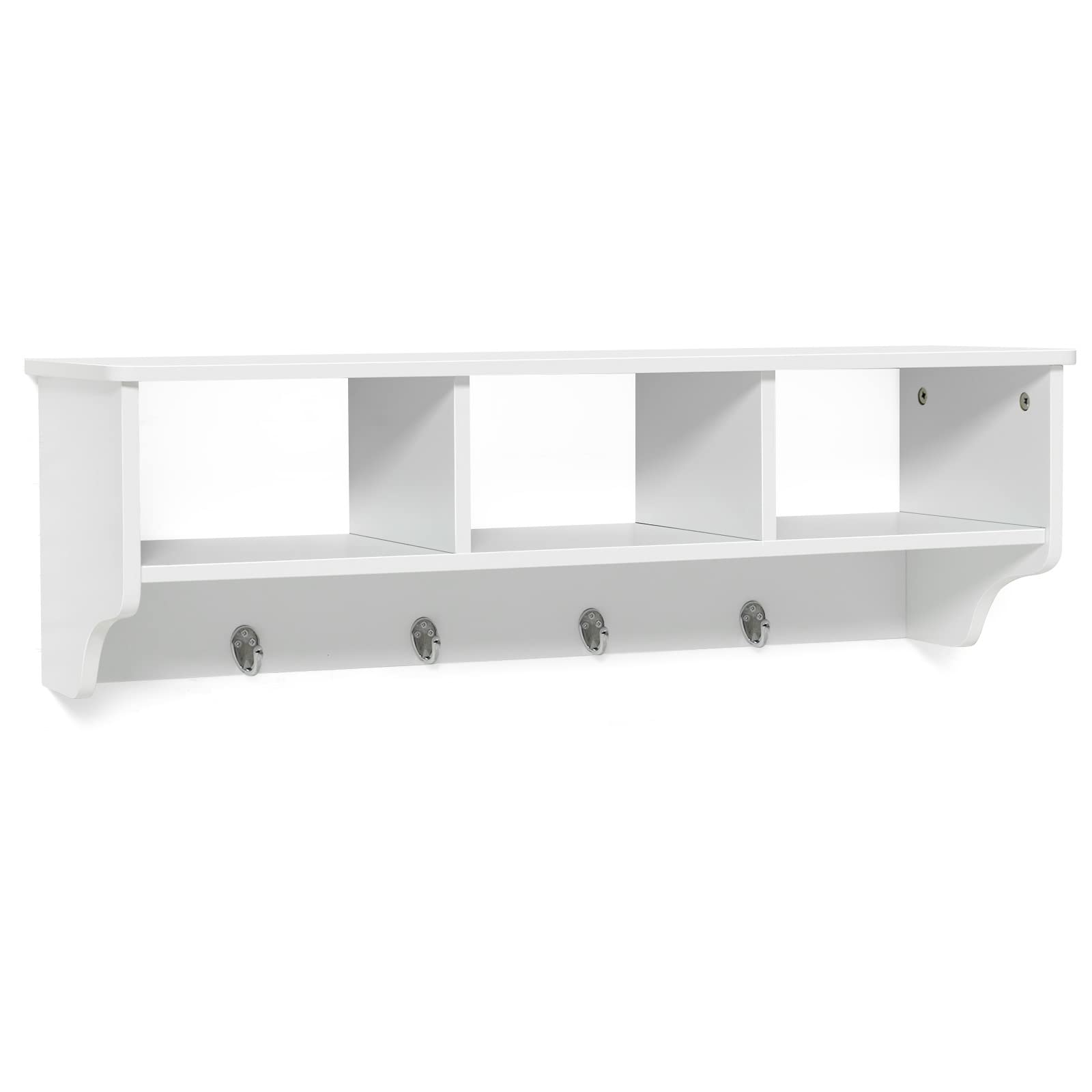 Casart Hanging Shelf Wall Mounted Storage Cabinets W/Hooks for Bedroom, Living Room and Entryway (White)