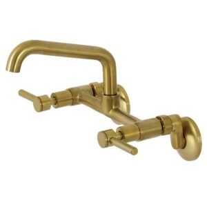 kingston brass ks823sb concord kitchen faucet, brushed brass