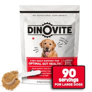 dinovite probiotics for dogs – promotes healthy skin & coat with omega 3 for dogs, tackles hot spots, supports digestion & gut health – 90 day supply for large dogs, 45+ lbs