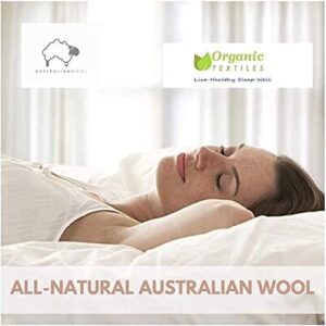 OrganicTextiles Natural Wool Mattress Pad with Cotton Cover, Twin Size, Skin Sensitive, All-Seasons Use, Helps Wick Away Moisture, Machine Washable