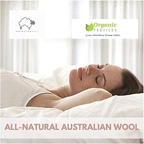 OrganicTextiles Natural Wool Mattress Pad with Cotton Cover, Twin Size, Skin Sensitive, All-Seasons Use, Helps Wick Away Moisture, Machine Washable