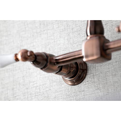 Kingston Brass KS124PLAC Heritage Bridge Kitchen Faucet, Antique Copper