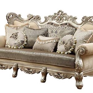 Acme Ranita Sofa,Tan Fabric, Champagne Wood Trim