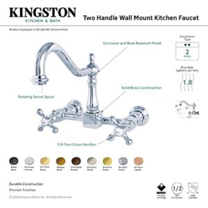 Kingston Brass KS124AXAC Heritage Bridge Kitchen Faucet, Antique Copper