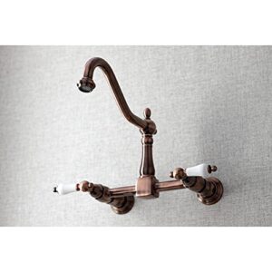 Kingston Brass KS124PLAC Heritage Bridge Kitchen Faucet, Antique Copper