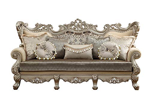 Acme Ranita Sofa,Tan Fabric, Champagne Wood Trim