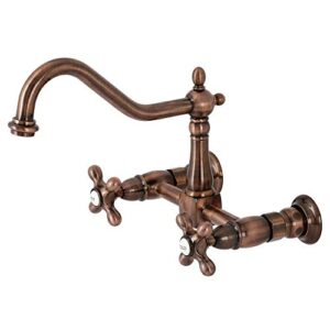 kingston brass ks124axac heritage bridge kitchen faucet, antique copper