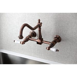 Kingston Brass KS124PLAC Heritage Bridge Kitchen Faucet, Antique Copper