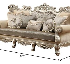 Acme Ranita Sofa,Tan Fabric, Champagne Wood Trim