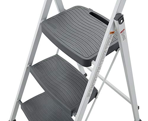 Rubbermaid 3-Step Steel Ladder, Folding Step Stool with Hand Grip and Non-Slip Feet, White, Tested to ANSI US Safety Standards, No Assembly Required (Amazon Exclusive)