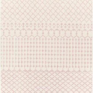 Hauteloom Glentana Moroccan Farmhouse Traditional Trellis Living Room Bedroom Area Rug - Bohemian Aztec Tribal Carpet - Light Pink, Beige, Cream, Blush - 5'3" x 7'3" (5x7)