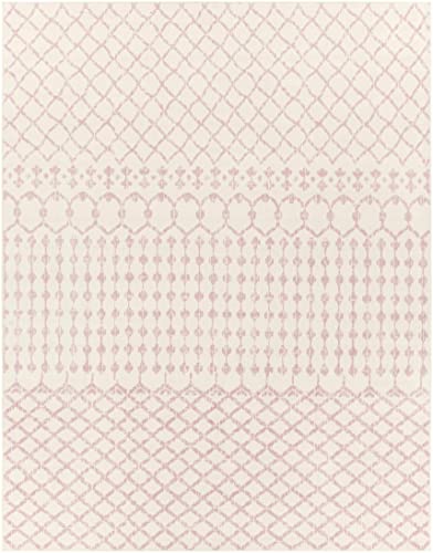 Hauteloom Glentana Moroccan Farmhouse Traditional Trellis Living Room Bedroom Area Rug - Bohemian Aztec Tribal Carpet - Light Pink, Beige, Cream, Blush - 5'3" x 7'3" (5x7)