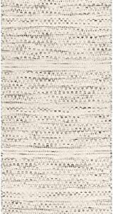 Hauteloom Williford Boho Hand Woven Wool Natural Fiber Soft Area Rug for Living Room, Bedroom, Dining Room- Traditional Farmhouse High Pile Braided Carpet - Black, Cream, Beige - 2' x 3'