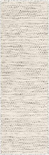 Hauteloom Williford Boho Hand Woven Wool Natural Fiber Soft Area Rug for Living Room, Bedroom, Dining Room- Traditional Farmhouse High Pile Braided Carpet - Black, Cream, Beige - 2' x 3'