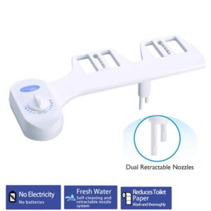 Home Bidet Self-Cleaning Retractable Nozzle Bidet Fresh Water Spray Non-Electric Mechanical Bidet Toilet Seat Attachment (Double nozzle(B))