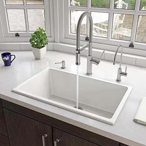 Alfi brand AB3018UD-W Kitchen Sink, White, 29.88"L x 18.13"W x 10"H