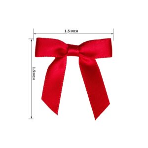 7Rainbows 50pcs Boutique 1.5" Red Satin Ribbon Mini Bows for Craft Sewing Scrapbooking Wedding and Gift Wrapping