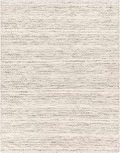 Hauteloom Williford Boho Hand Woven Wool Natural Fiber Soft Area Rug for Living Room, Bedroom, Dining Room- Traditional Farmhouse High Pile Braided Carpet - Black, Cream, Beige - 2' x 3'