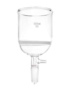 qwork 500ml filtering buchner funnel medium frit (g2) lab glassware with standard 24/40 joint and vacuum serrated tubulation, 94mm i.d, 100mm depth