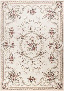 new home classic floral 5'3 x 7'7 accent rug in ivory,