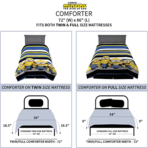 Franco Kids Bedding Super Soft Microfiber Reversible Comforter, Twin/Full, Minions The Rise Of Gru