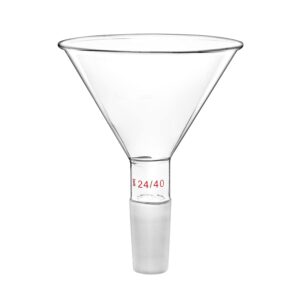 qwork glass jointed short stem powder funnel filter funnel with 100mm top o.d and 24/40 inner joint for lab