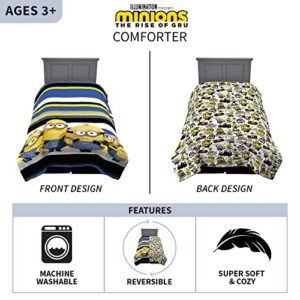 Franco Kids Bedding Super Soft Microfiber Reversible Comforter, Twin/Full, Minions The Rise Of Gru