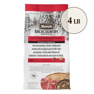 Merrick Backcountry Healthy Grains Kibble With Freeze Dried Raw Pieces, Great Plains Red Meat Recipe Dog Food - 4.0 lb. Bag