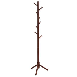 tangkula coat rack freestanding, rubber wood coat stand with 8 hooks, height adjustable entryway coat tree coat hanger stand for home office hall entryway