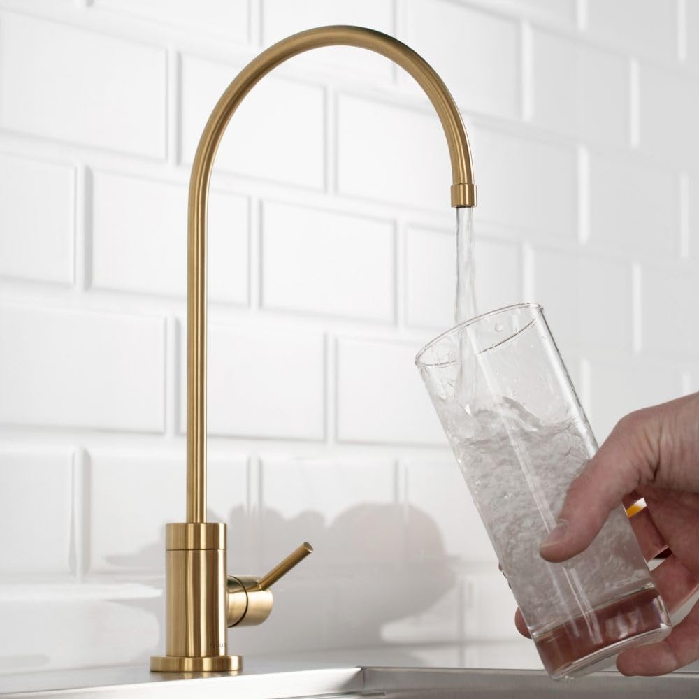 KRAUS Purita 100% Lead-Free Kitchen Water Filter Faucet in Brushed Brass, FF-100BB