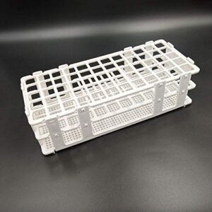 POCOMOCO 3 Packs Plastic Test Tube Rack, 60 Holes Lab Test Tube Rack Holder for 16mm Test Tubes, White, Detachable (60 Holes)