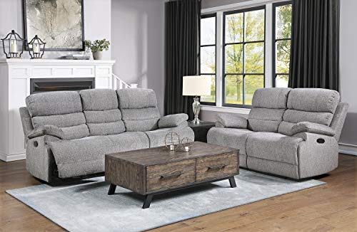 Lexicon Betong Double Reclining Sofa, Smoke Grey