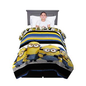 franco kids bedding super soft microfiber reversible comforter, twin/full, minions the rise of gru