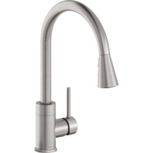 elkay lkav3031ls avado single hole kitchen faucet with pull-down spray and forward only lever handle, lustrous steel