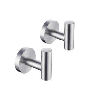 miyili bathroom coat hook sus 304 stainless steel towel/robe clothes hook for bath kitchen garage heavy duty wall mounted brushed finish 2 pack, b01n2