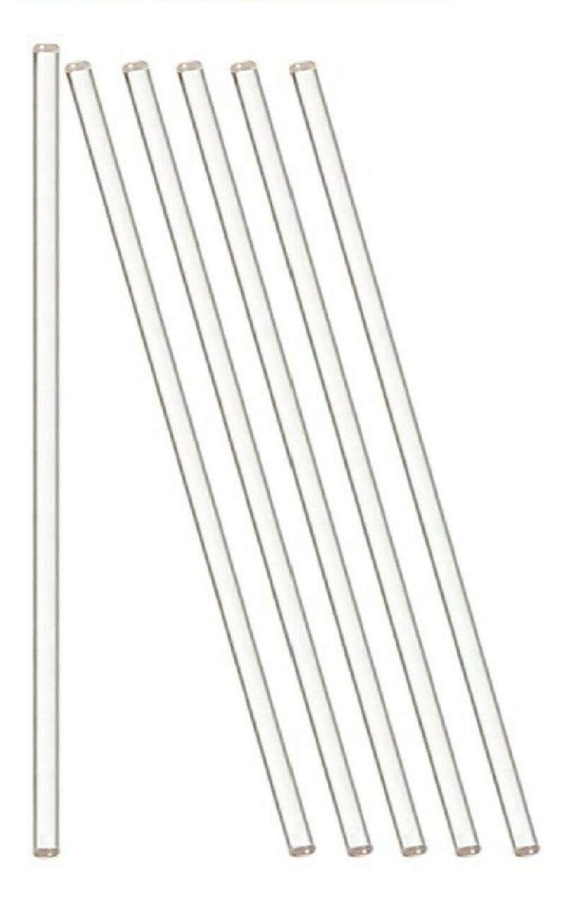 Pack of 6 Lab Glass Stirring Rod 8 inch (200mm) Length with Both Ends Round for Science, Lab, Kitchen, Science Education (6)