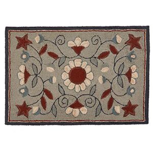 park designs gray floral hooked rug 2' x 3'