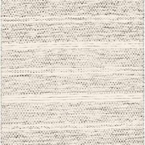 Hauteloom Williford Boho Hand Woven Wool Natural Fiber Soft Area Rug for Living Room, Bedroom, Dining Room- Traditional Farmhouse High Pile Braided Carpet - Black, Cream, Beige - 2' x 3'