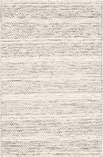 Hauteloom Williford Boho Hand Woven Wool Natural Fiber Soft Area Rug for Living Room, Bedroom, Dining Room- Traditional Farmhouse High Pile Braided Carpet - Black, Cream, Beige - 2' x 3'